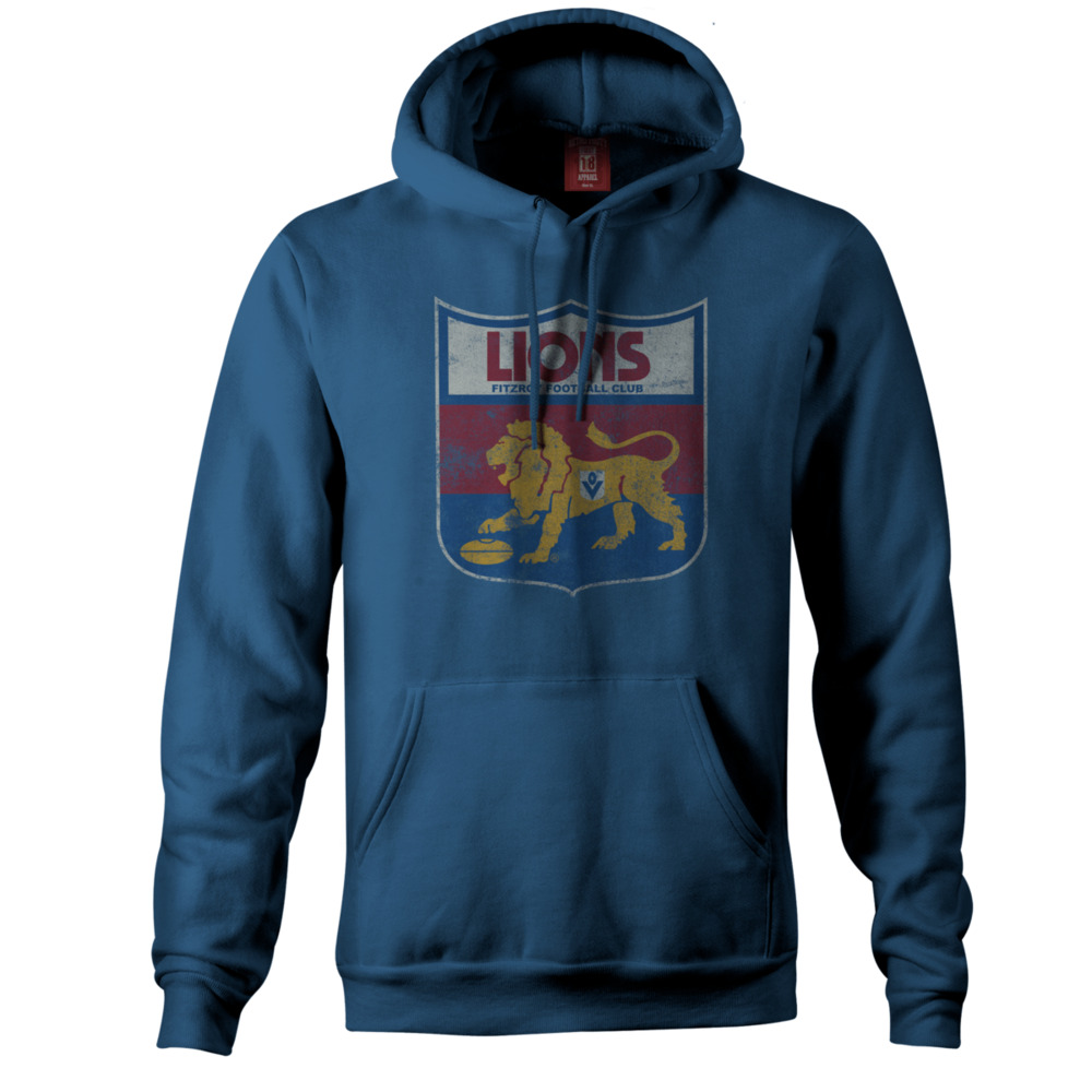 Fitzroy Lions Mens Retro Hoodie - Brisbane Lions