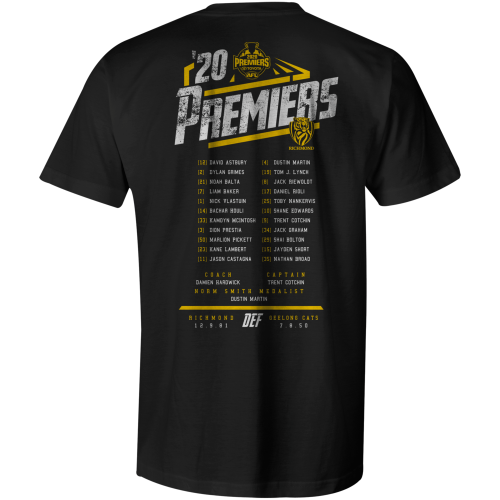 Richmond Tigers 2020 Premiers Mens Black Tee Phase 2