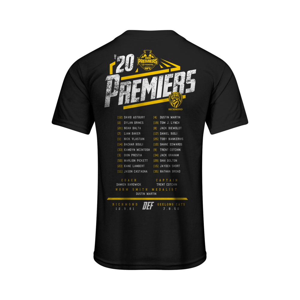 Richmond Tigers 2020 Premiers Youths Black T-Shirt